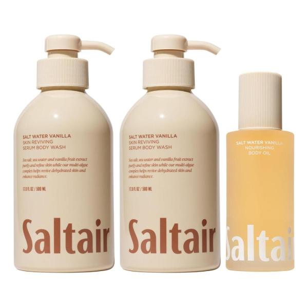 Saltair Body Oil and 2-Pack Body Wash Set – Moisturizing Cleanser and ...